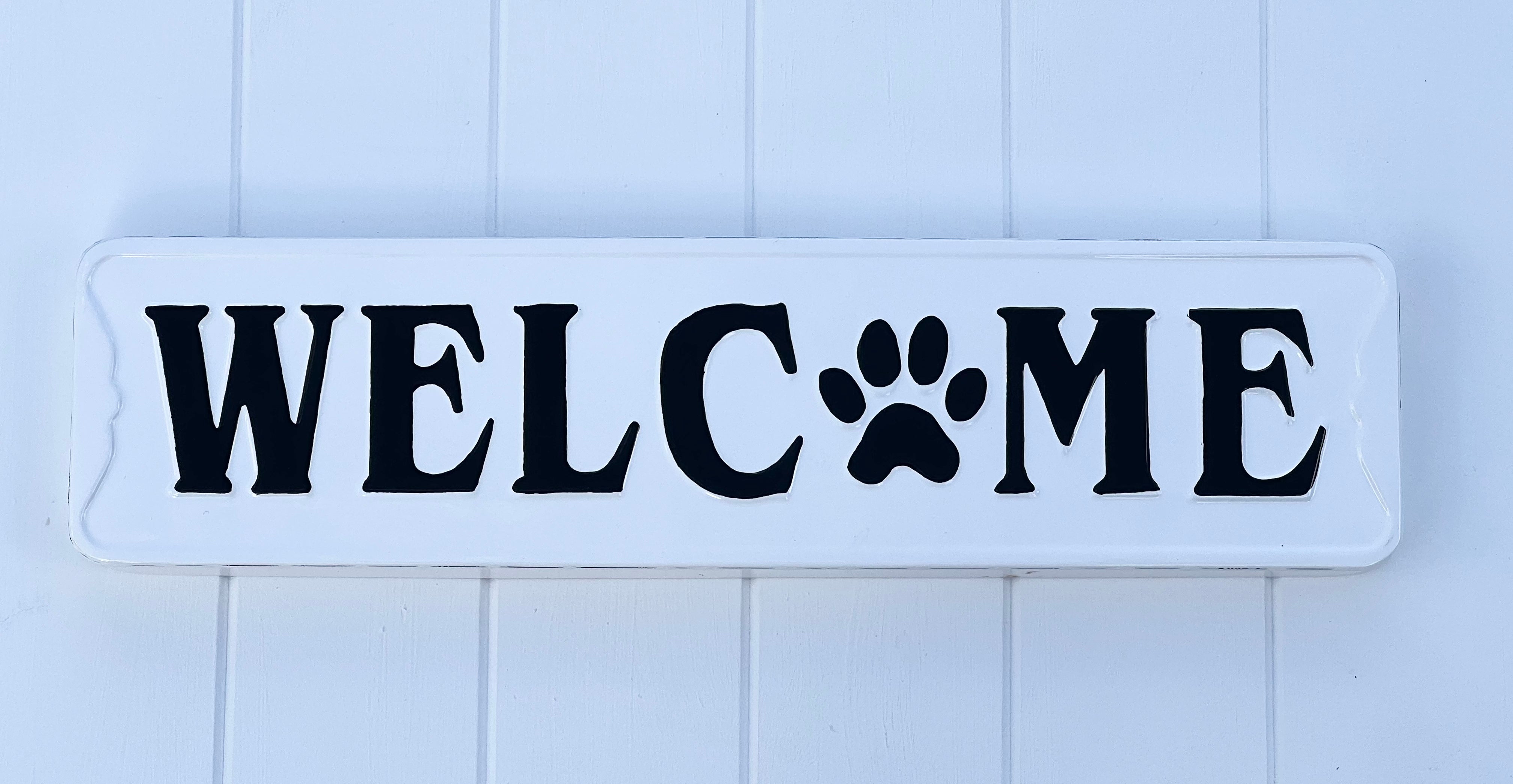 ‘Welcome’ Paw Print Enamel Sign - Eclectic Equine & Country