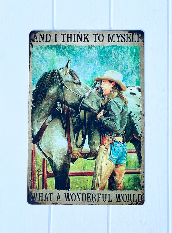 ‘What A Wonderful World’ Western Tin Sign - Eclectic Equine & Country